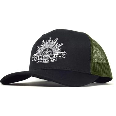 Army Trucker Cap Black/Khaki – Wedgetail Tactical